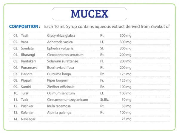 Buy Mucex Syrup | Ayurvedic Herbal Medicine for Cough | Ayurchem ...
