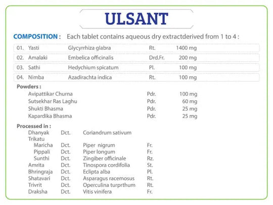 Buy Ulsant Tablet | Ayurvedic Herbal Medicine for Ulcer | Ayurchem ...